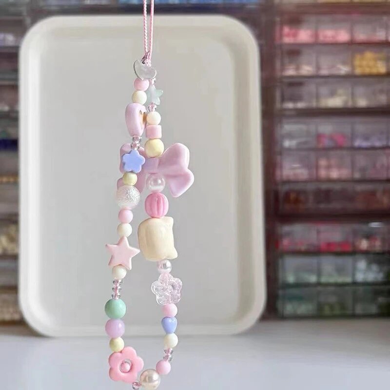 1 шт. CCD ремешок для телефона брелок портативная цепочка с розовым жемчугом и бантом телефонная цепочка анти-потерянный браслет для чехла мобильного телефона ремешок на запястье