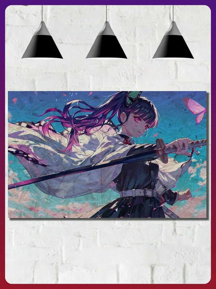 Картина интерьерная на рельефной доске Аниме Клинок рассекающий демонов (Demon slayer, Недзуко, Танджиро, Иноске, Ренгуко, Япония, манга) - 62412263