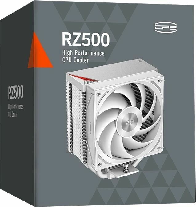 Устройство охлаждения(кулер) PcCooler RZ500 Soc-AM5/AM4/1200/1700/1851 белый 4-pin 32dB Al+Cu 250W Ret (RZ500-WHNWNX-GL)