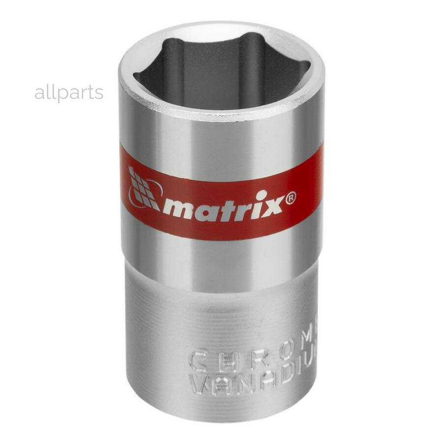 MATRIX 13116 Головка торцевая, 16 мм, 6-гранная, CrV, под квадрат 1/2, хромированная MATRIX 13116