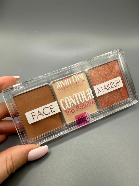 Alvin D'or Палетка 3 в 1 FC-12 контуринг хайлайтер румяна HD hollywod 02 medium