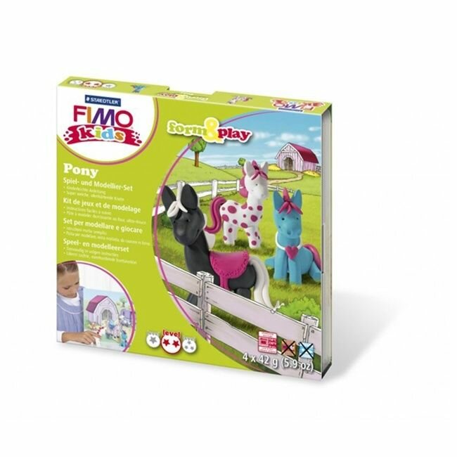 Набор для лепки FIMO kids form&play Пони, состоящий из 4-ти блоков по 42 г, уровень сложности 2