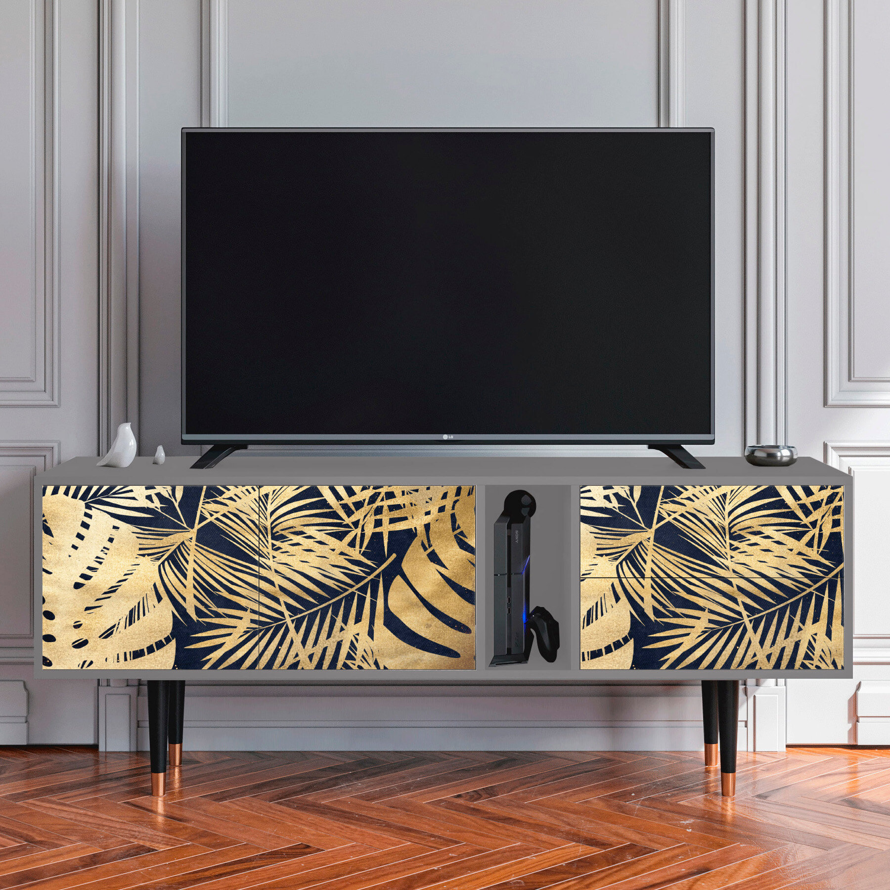 ТВ-Тумба - STORYZ - T1 Jungle Vibes, Размер - 170 x 69 x 48 см, Цвет корпуса - , Серый