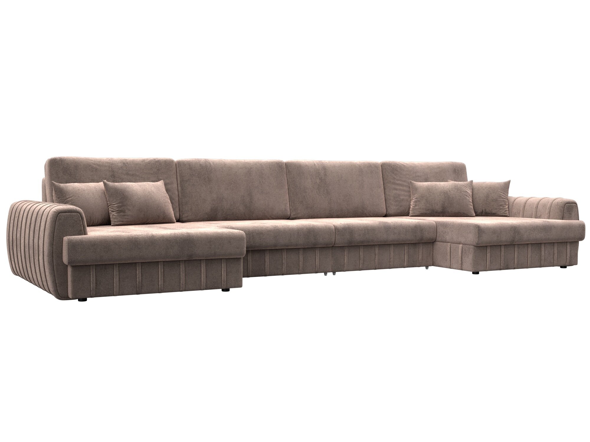 Диван П-образный Лига-057 НПБ Лонг, 8-местный, размер: 433х162см, спальное место: 160х194см, велюр, TOWER 05 бежевый