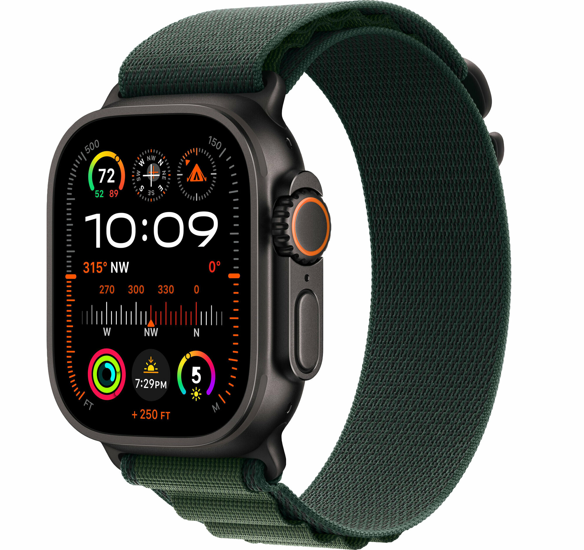 Умные часы Apple Watch Ultra 2 49 мм (2024) Natural Titanium Case GPS + Cellular, Dark Green Alpine Loop, размер ремешка M