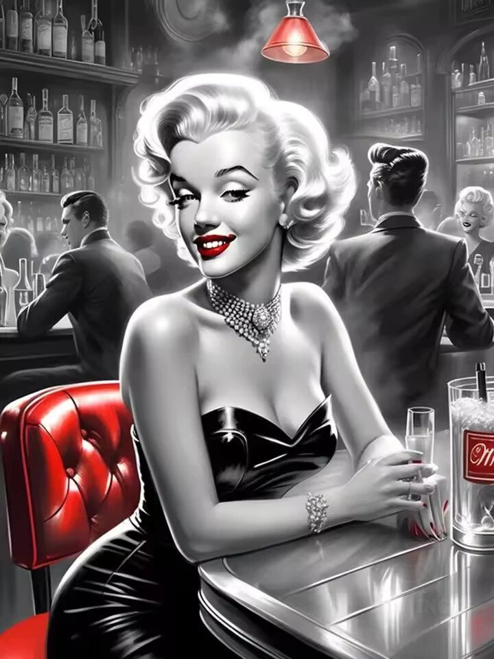 Алмазная мозаика на подрамнике "Мэрилин Монро" круглые бриллианты 40х50см