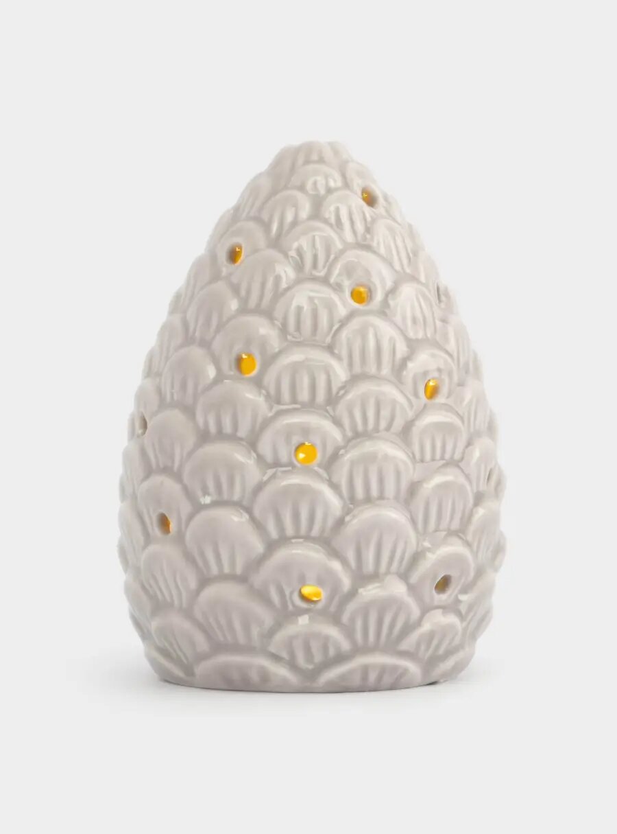 Статуэтка, 11 см, с подсветкой, фарфор P, бежево-молочная, Шишка, Pinecone