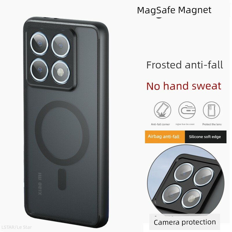 Чехол для Xiaomi 14T Pro с MagSafe, точными вырезами под объектив, матовый черный, антибликовый