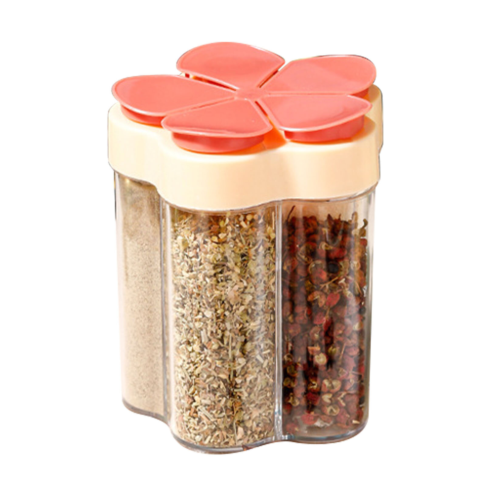5 In 1 Travel Spice Containers Airtight Travel Seasoning Condiment Containers Portable Camping Seasoning Box for Barbecue Picnic Orange