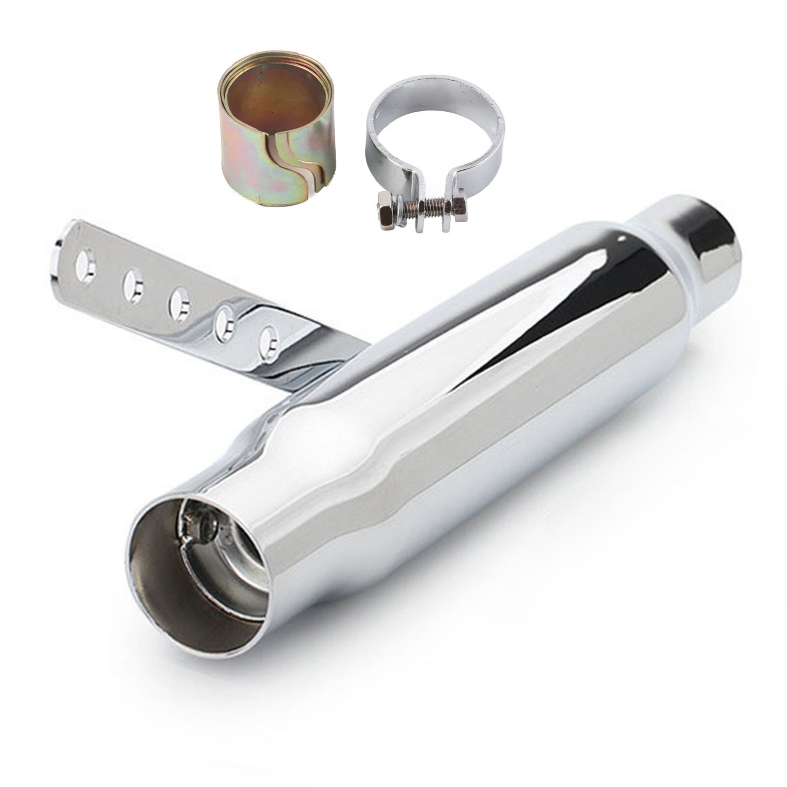 Универсальный глушитель выхлопной трубы мотоцикла из нержавеющей стали, глушитель, шумоподавление для мотоцикла типа A, белый, 18/22 мм, антишумный, антикоррозийный