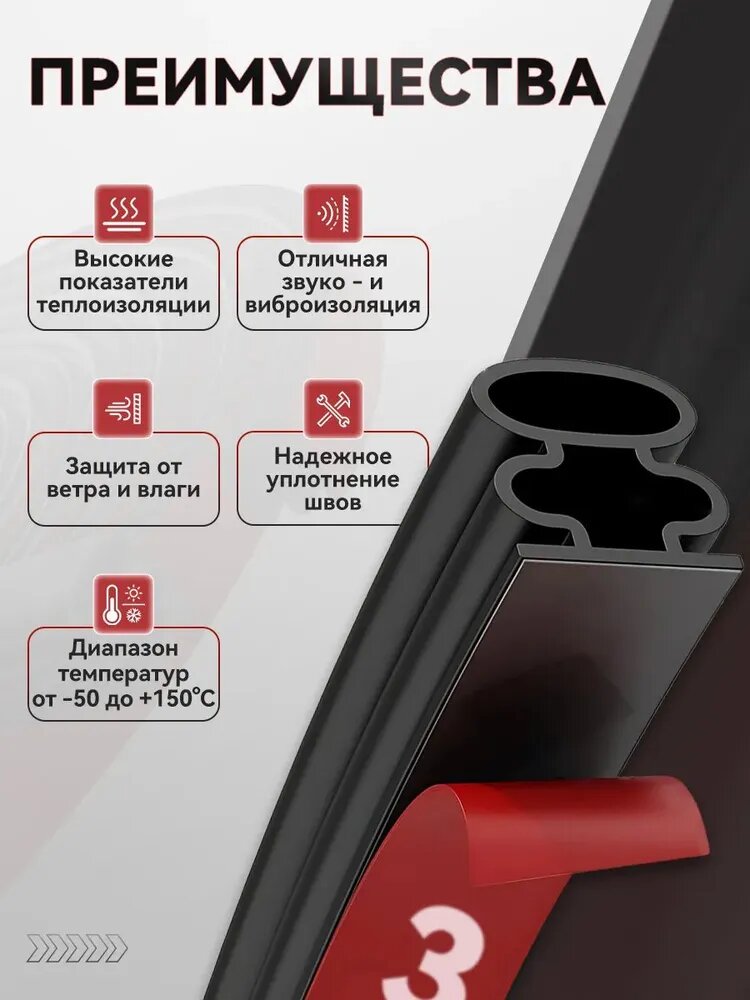 Самоклеящийся уплотнитель для дверей 10*10мм утеплитель — фото 1