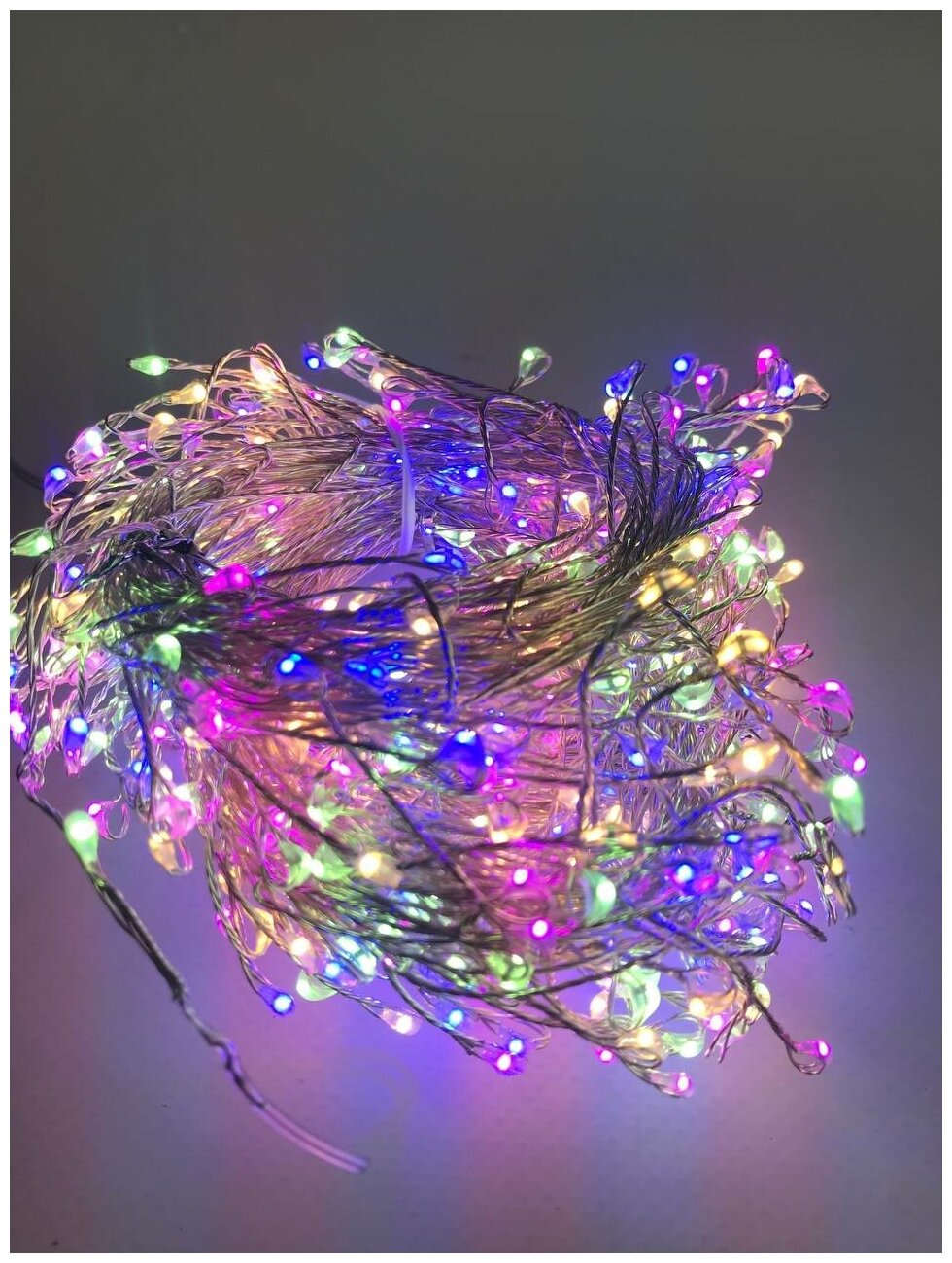 Гирлянда светодиодная линейная 350 LED, разноцветная, нить с бахромой /леска / роса, 8 режимов, 12 метров, от сети 220 В