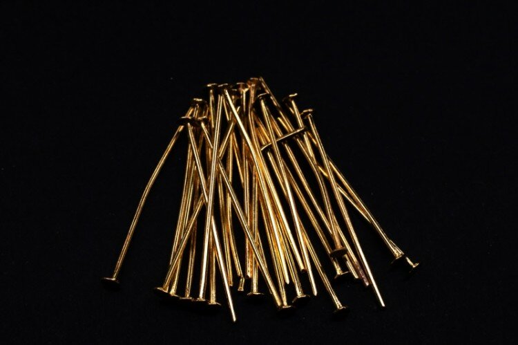 Штифты для бижутерии гвоздики 30х0,7мм, цвет золото, железо, 30-018, 10г (около 75шт)