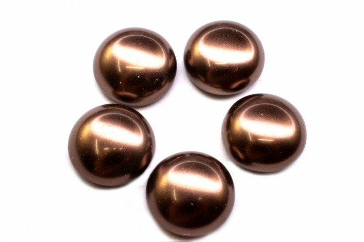 Glass Pearl Cabochon 14мм, цвет 70418 коричневый, 756-030, 5шт