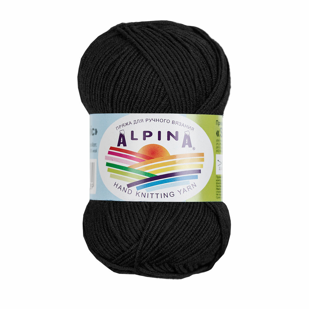 Пряжа ALPINA "SLAVIC" 70% вискоза, 30% шерсть 50 г 140 м №01 черный