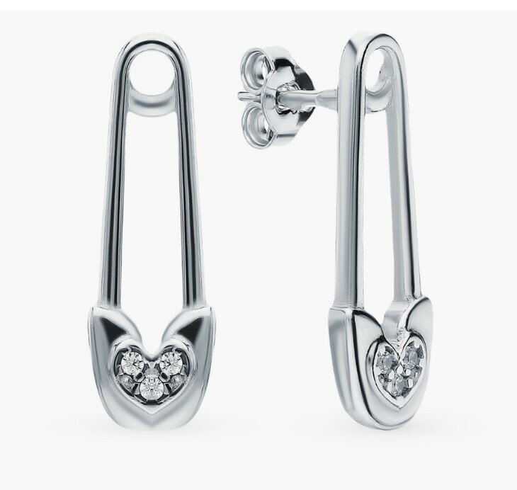 Серьги пусеты серебро, 925 проба, фианит