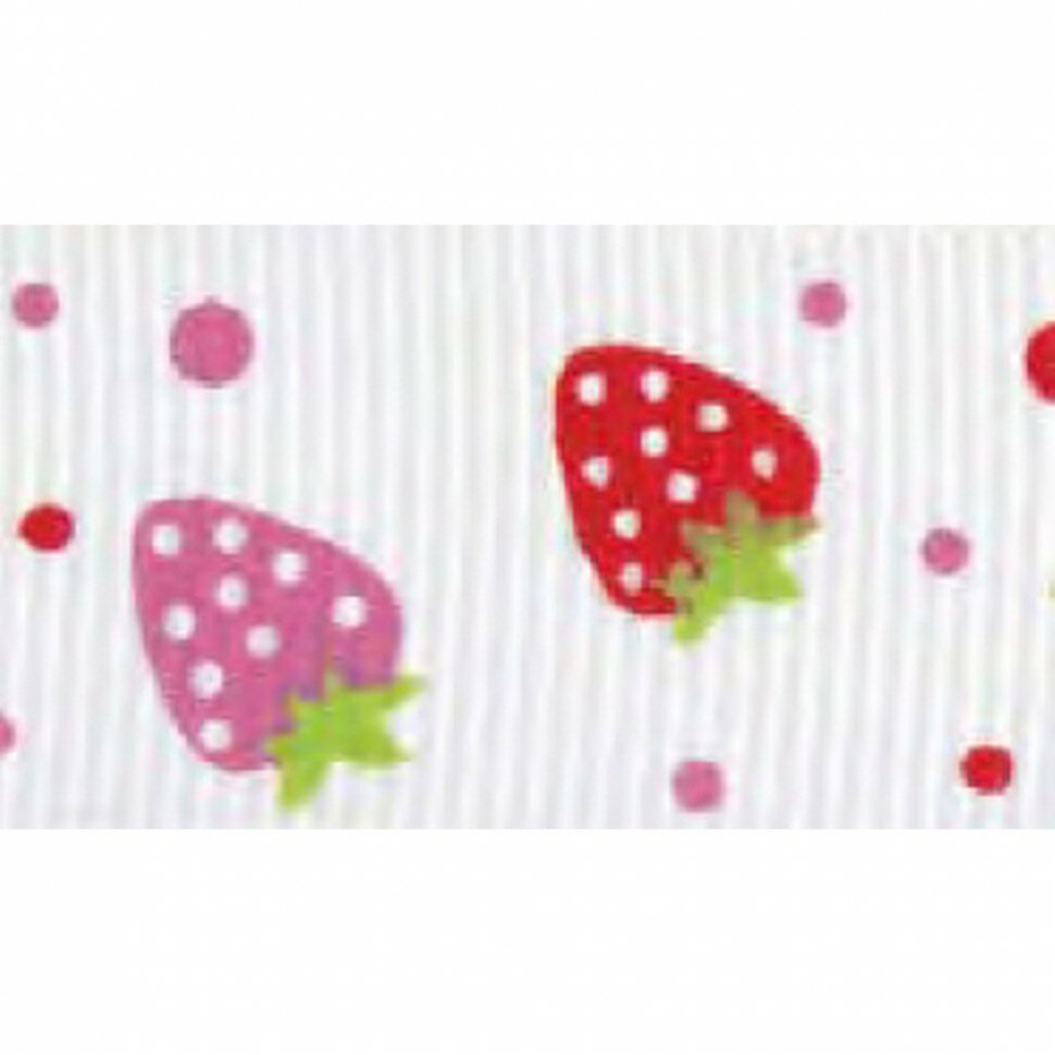 Hemline VR20.356 Лента репсовая на картонной мини-катушке "Клубнички"