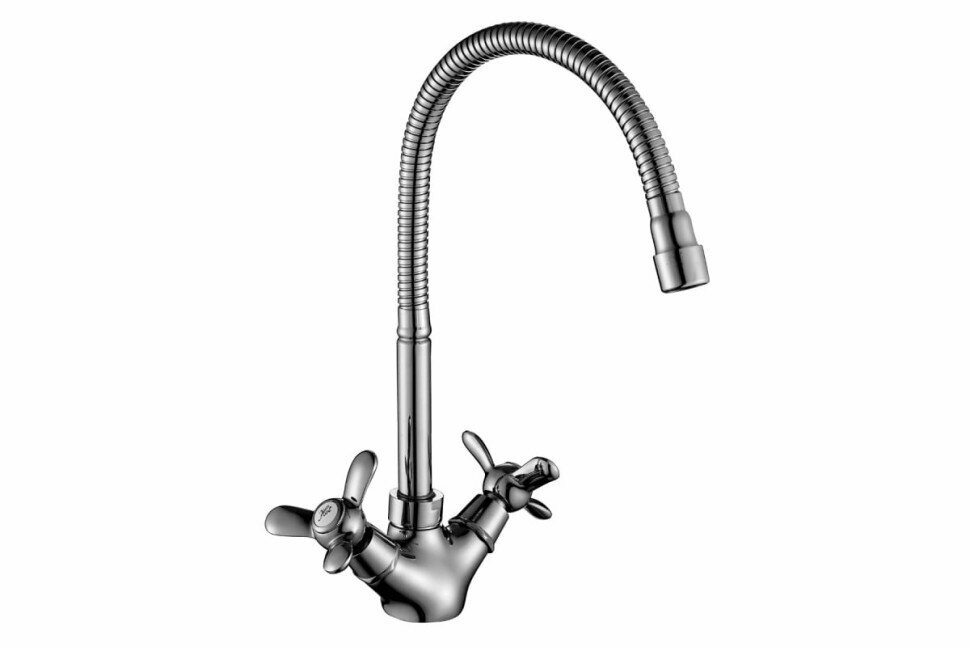 ROSSINKA Q02-75, Смеситель для кухонной мойки двухручковый