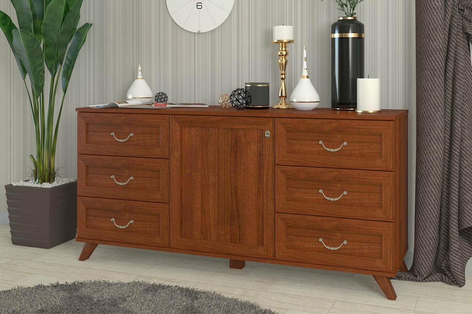 Комод Ренди 11М 150х40х80 ноче мария луиза, рамка квадро МДФ, ножка №1