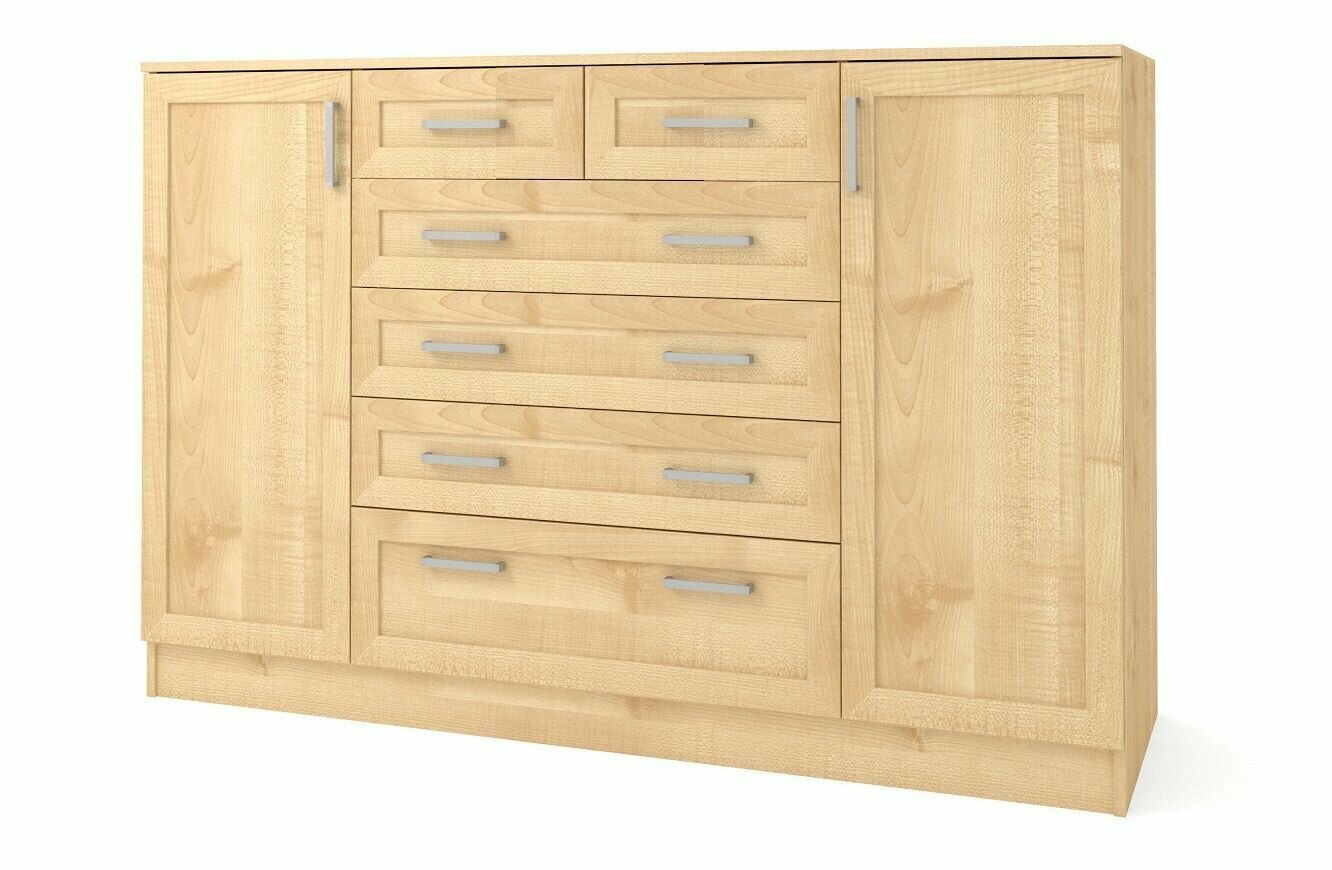 Комод К-13 160х50х108 6 ящиков и 2 дверцы, клен танзау, рамка квадро