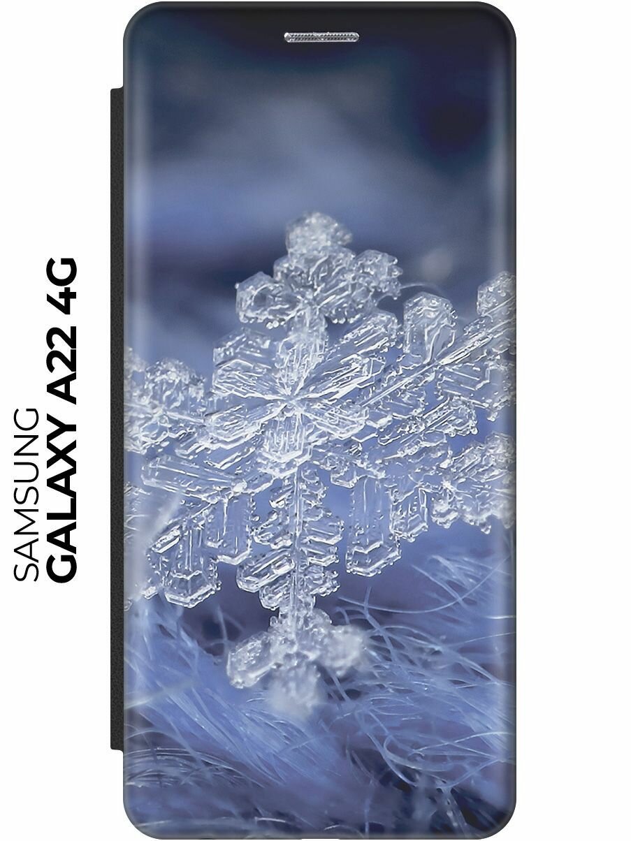 Чехол-книжка Снежинка на Samsung Galaxy A22 / M32 / M22 / Самсунг А22 / М32 / М22 черный