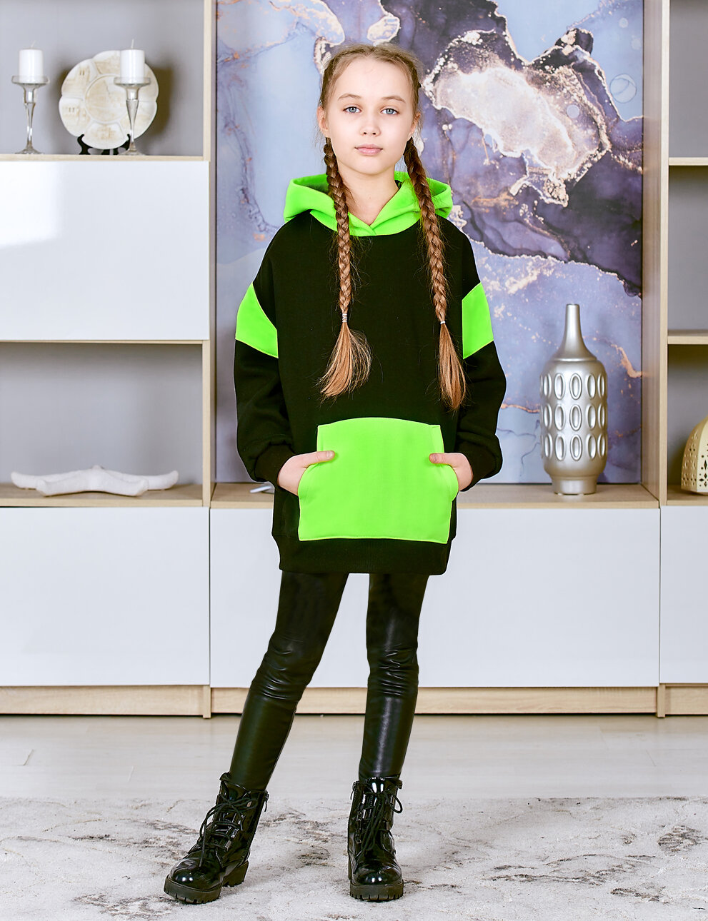 Худи оверсайз детское теплое с начесом PREMIUM LINE
