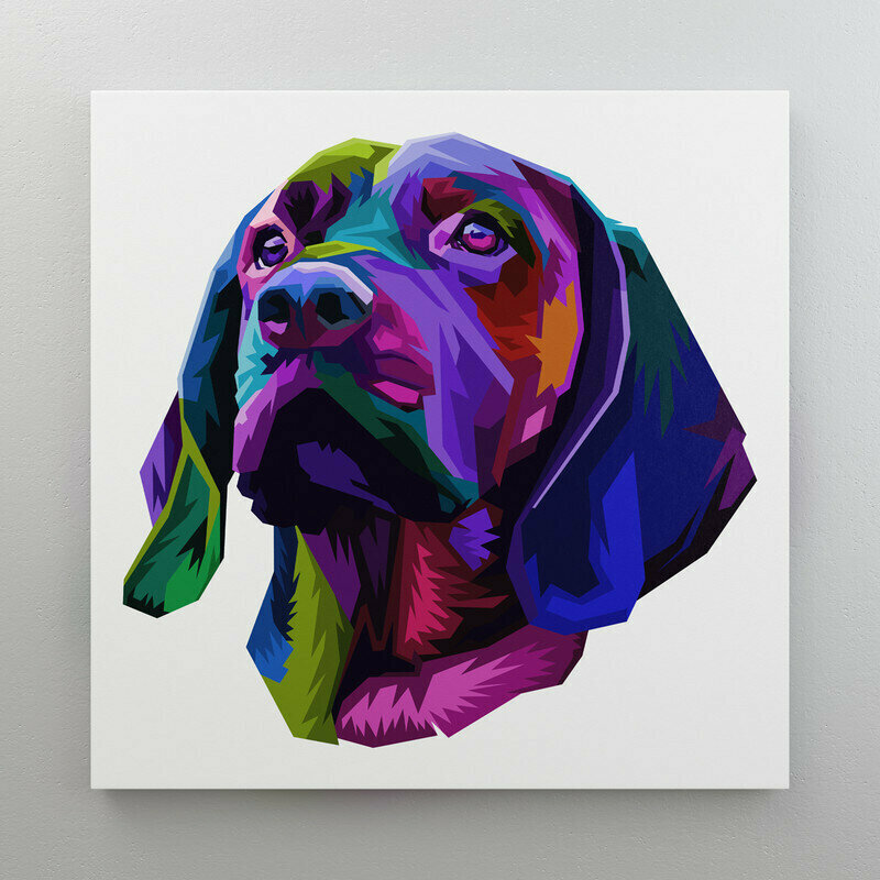 Интерьерная картина на холсте "Портрет в стиле поп-арт - щенок Лабрадор" размер 25x25 см