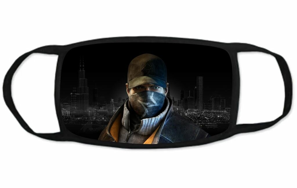 Маска защитная тканевая на лицо Watch Dogs, Сторожевые псы №6, Детская - 18 на 10 см