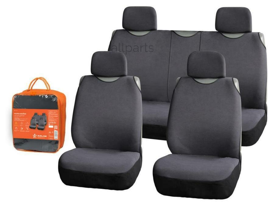 AIRLINE ASC-KS-12 Чехлы-майки "Сио" к-т пер/зад, цвет серый, материал велюр