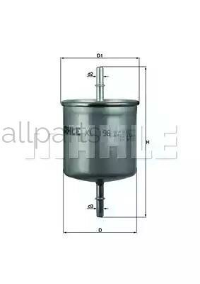 MAHLE KL196 Фильтр топливный VAG A3/G4/OCTAVIA/UAZ HUNTER/PATRIOT 2.7