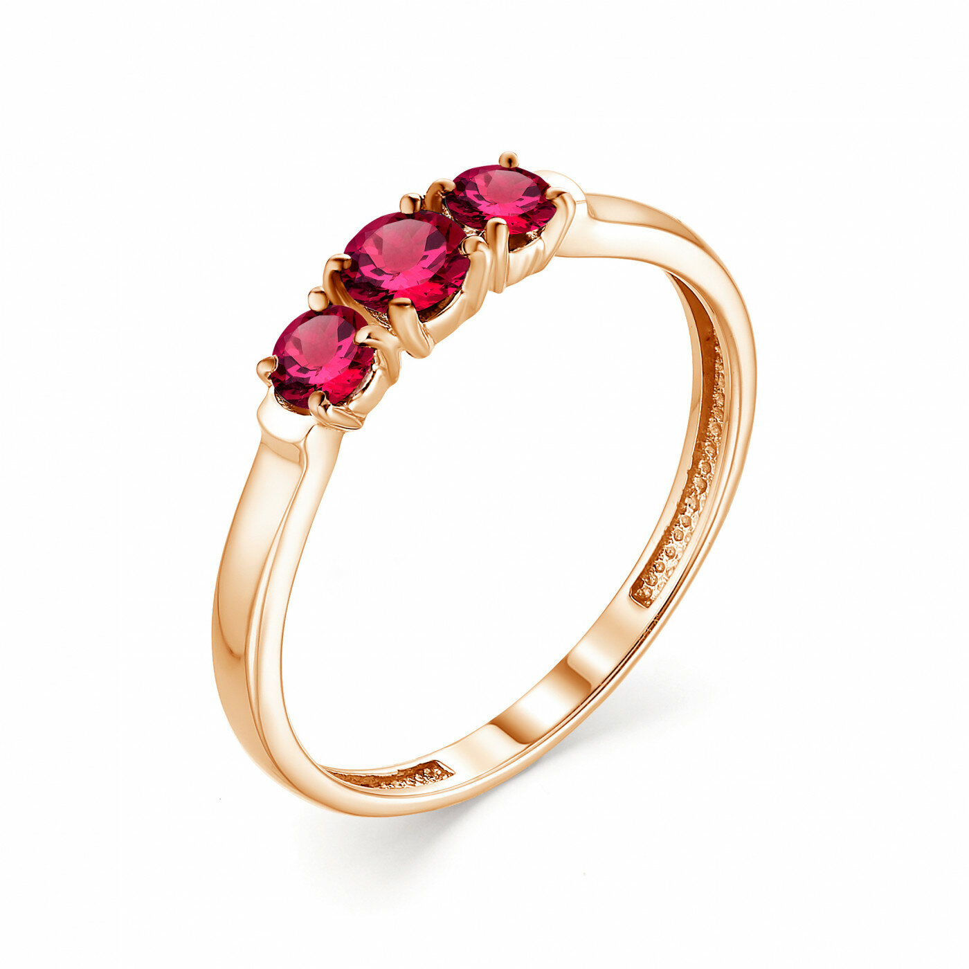 Кольцо тонкое, красное золото, 585 проба, рубин