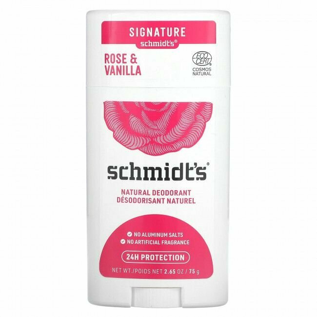 Schmidt's, Натуральный дезодорант, роза и ваниль, 75 г