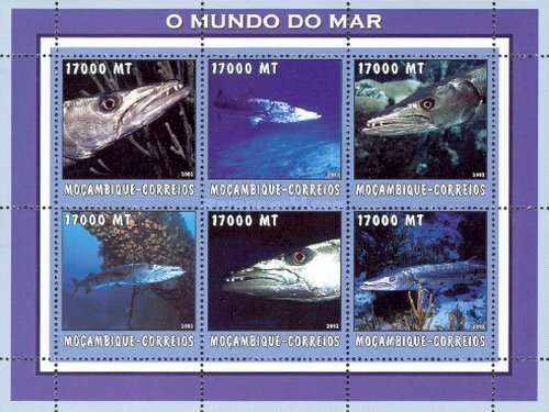 Почтовые марки Мозамбик 2002г. "Морская жизнь - Рыбы" Рыбы MNH