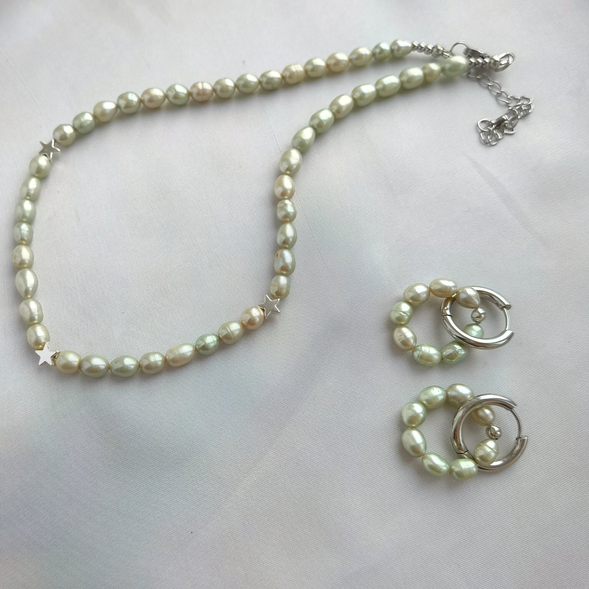 Комплект бижутерии: серьги, колье, жемчуг культивированный