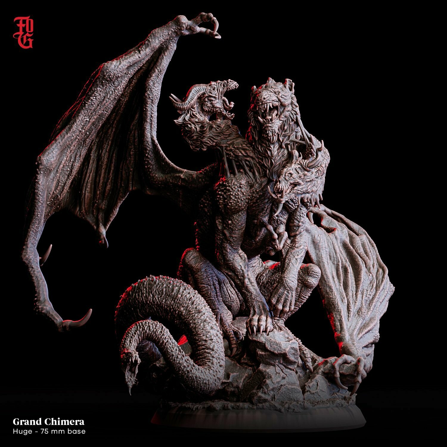 Миниатюра D&D 'Великая Химера' масштаб 32 мм (DnD, Dungeons & Dragons, ДнД, Подземелья и Драконы, Pathfinder)