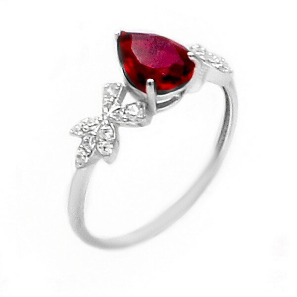 Кольцо, серебро, 925 проба, родирование, фианит, кристалл