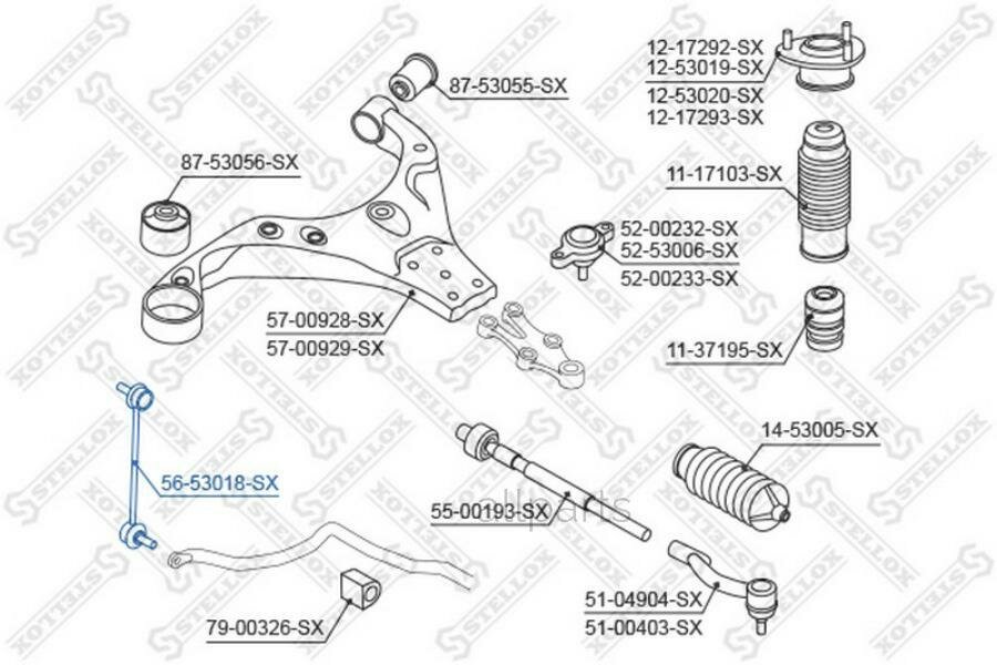 STELLOX 5653018SX тяга стабилизатора переднего!\ KIA Sportage 04>, Hyundai Tucson 04>