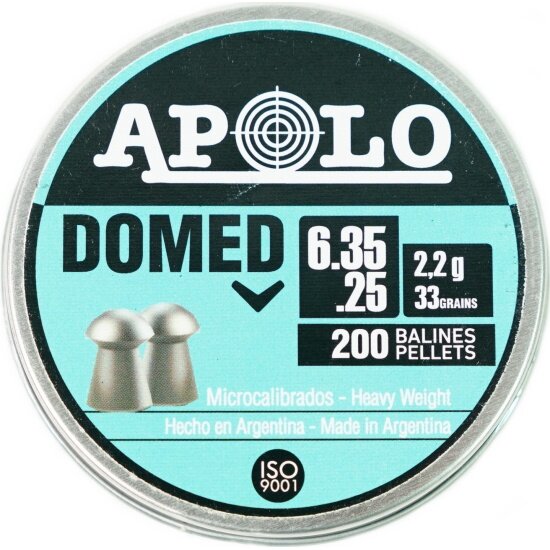 Пуля Apolo Domed 6.35, 2.2 гр. 200 шт