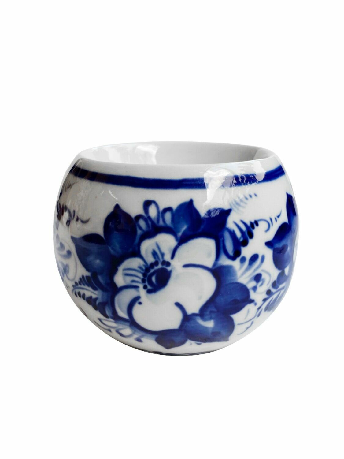 Подсвечник "Шар" 85x85x60мм, рисунок "Белый цветок"