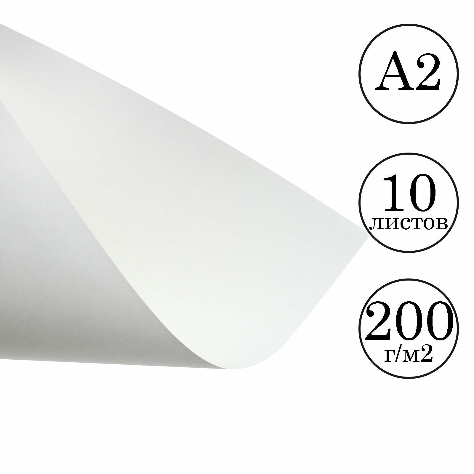 Бумага для черчения и рисования, формат А2, без рамки, плотность 200 г/м2, 10 листов в упаковке
