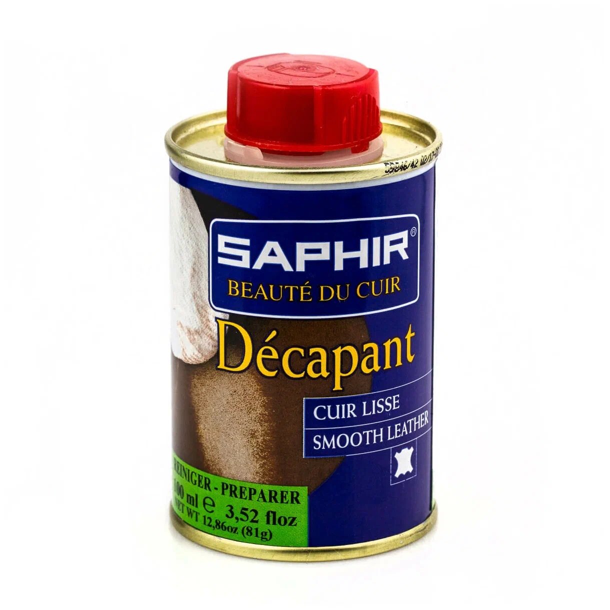 Очиститель Saphir Decapant 100мл, бесцветный, для гладкой и искусственной кожи