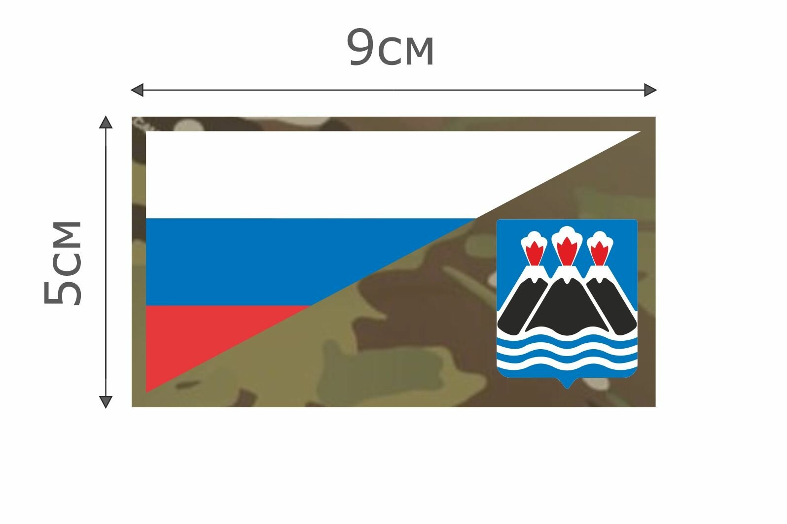 Ф041MC Нашивка , патч (шеврон) MC Флаг РФ Камчатский край 5*9 см