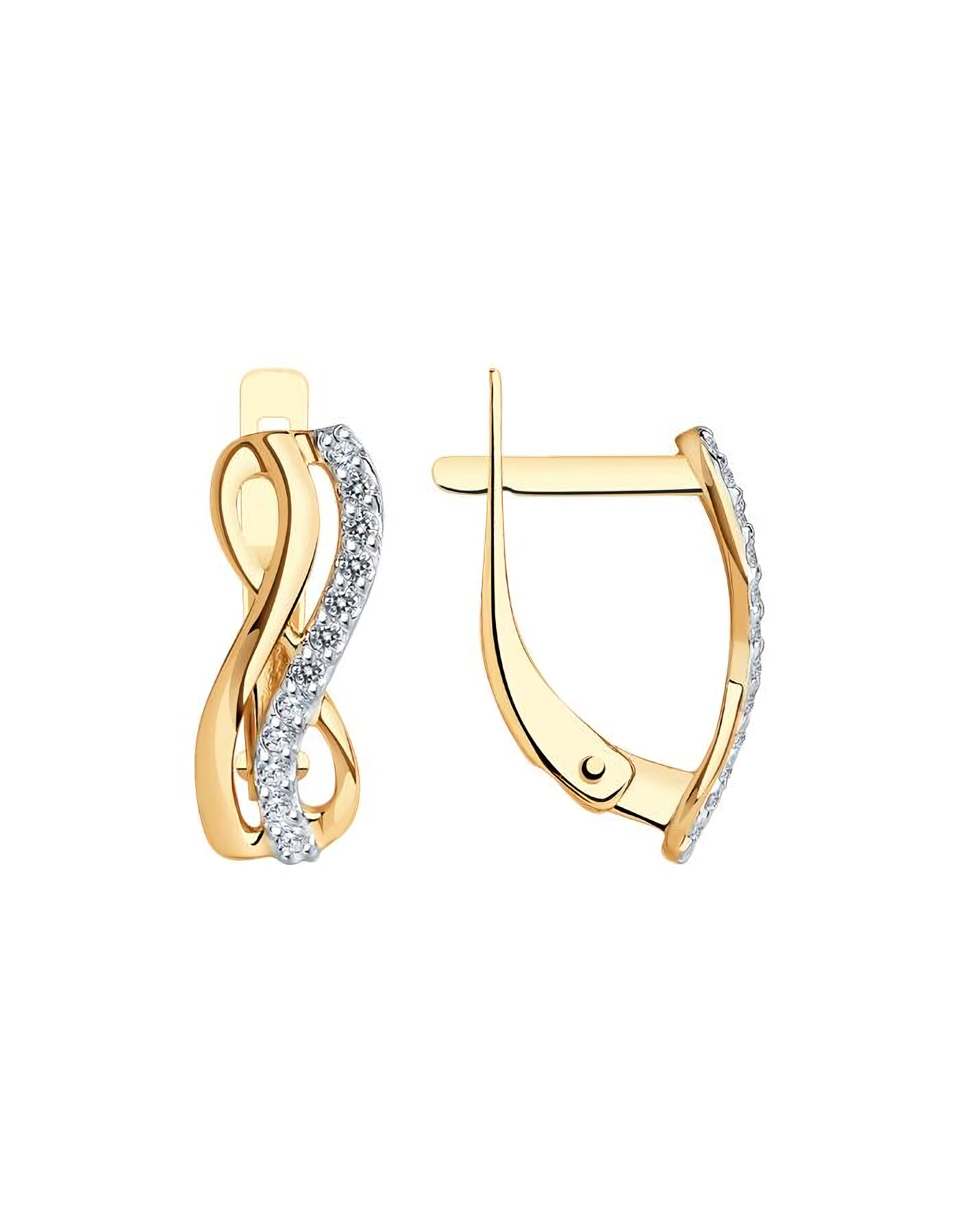 Серьги, красное золото, 375 проба, фианит