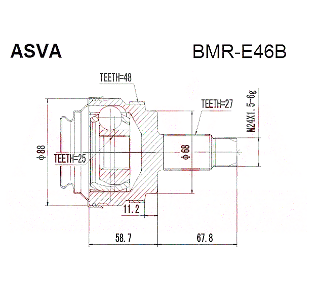 ASVA BMRE46B (33217537716 / 33217547074) шрус задн. BMW (БМВ) 1-ser, 3-ser 320