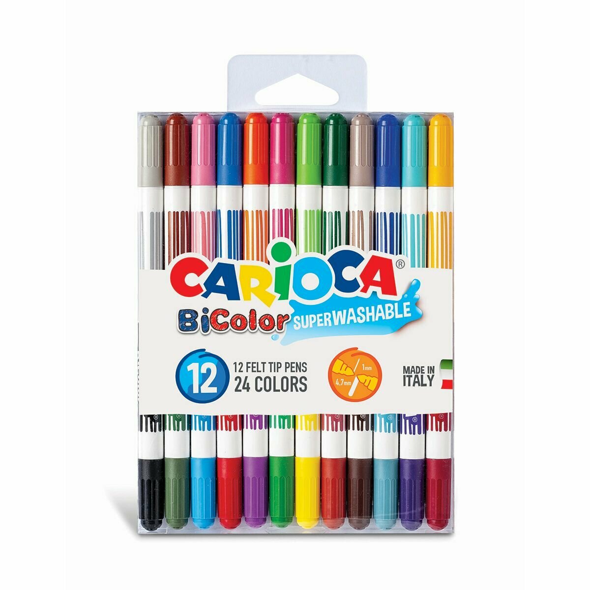 Фломастеры 24 цвета Carioca "BiColor", двусторонние