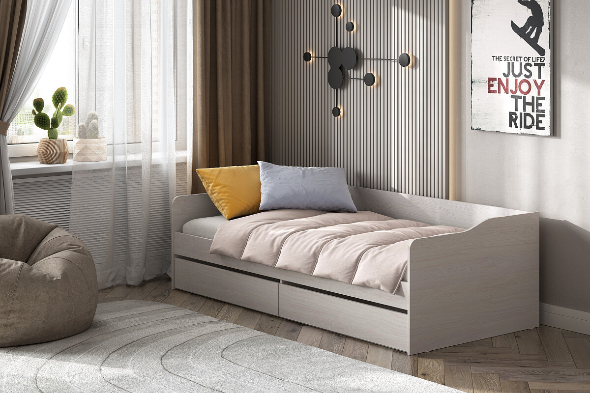 Кровать детская SV-Мебель КР-1 Анкор, 200x90x65 см, цвет анкор светлый изголовье