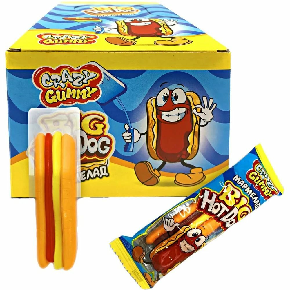Канди Клаб Мармелад Crazy Gummy BIG Хот Дог, 36 шт по 18 гр