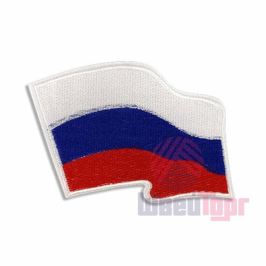 Аппликация термоклеевая "Флаг россии" (волна)/12шт/9х9 см