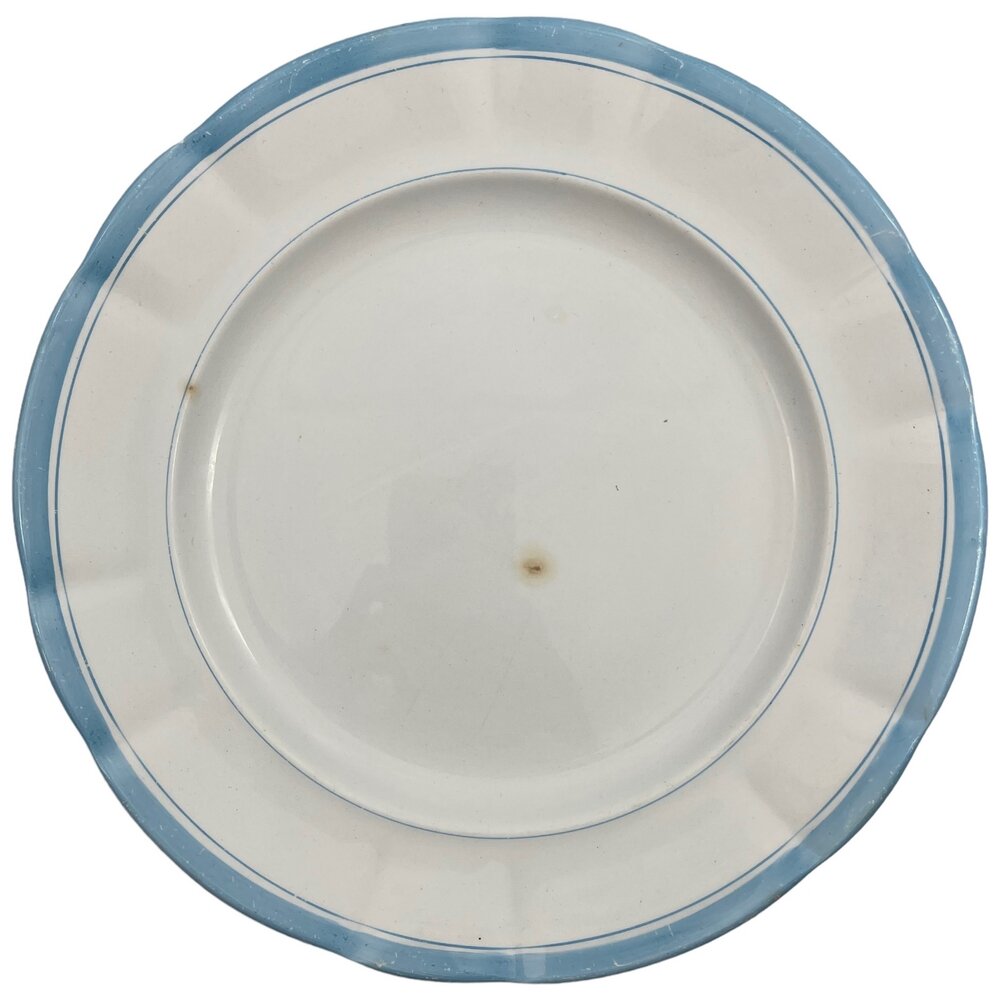 Тарелка "Голубая кайма", 24,5 см, 1889-1917 гг, Т-во Кузнецов М. С, Российская Империя (Лот № 3)