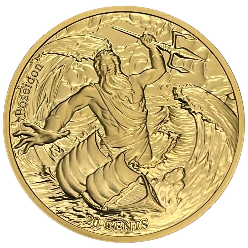 Самоа 20 центов 2022 г. (12 Олимпийских богов в зодиаке - Посейдон и рыбы) (Proof)